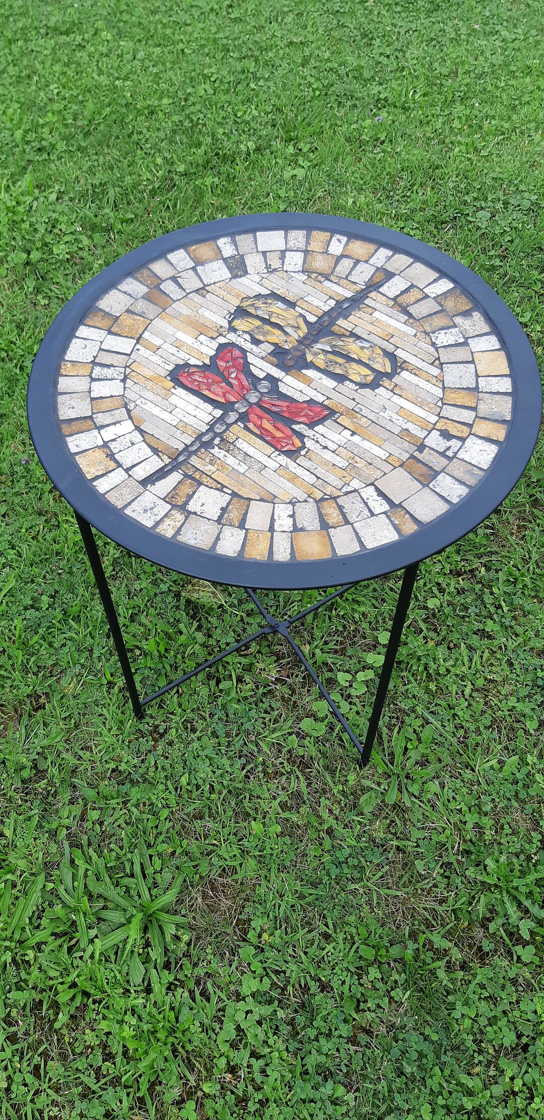 Mosaic Coffee Table, Small Patio Table, Natural Stone, Garden Decor ...
