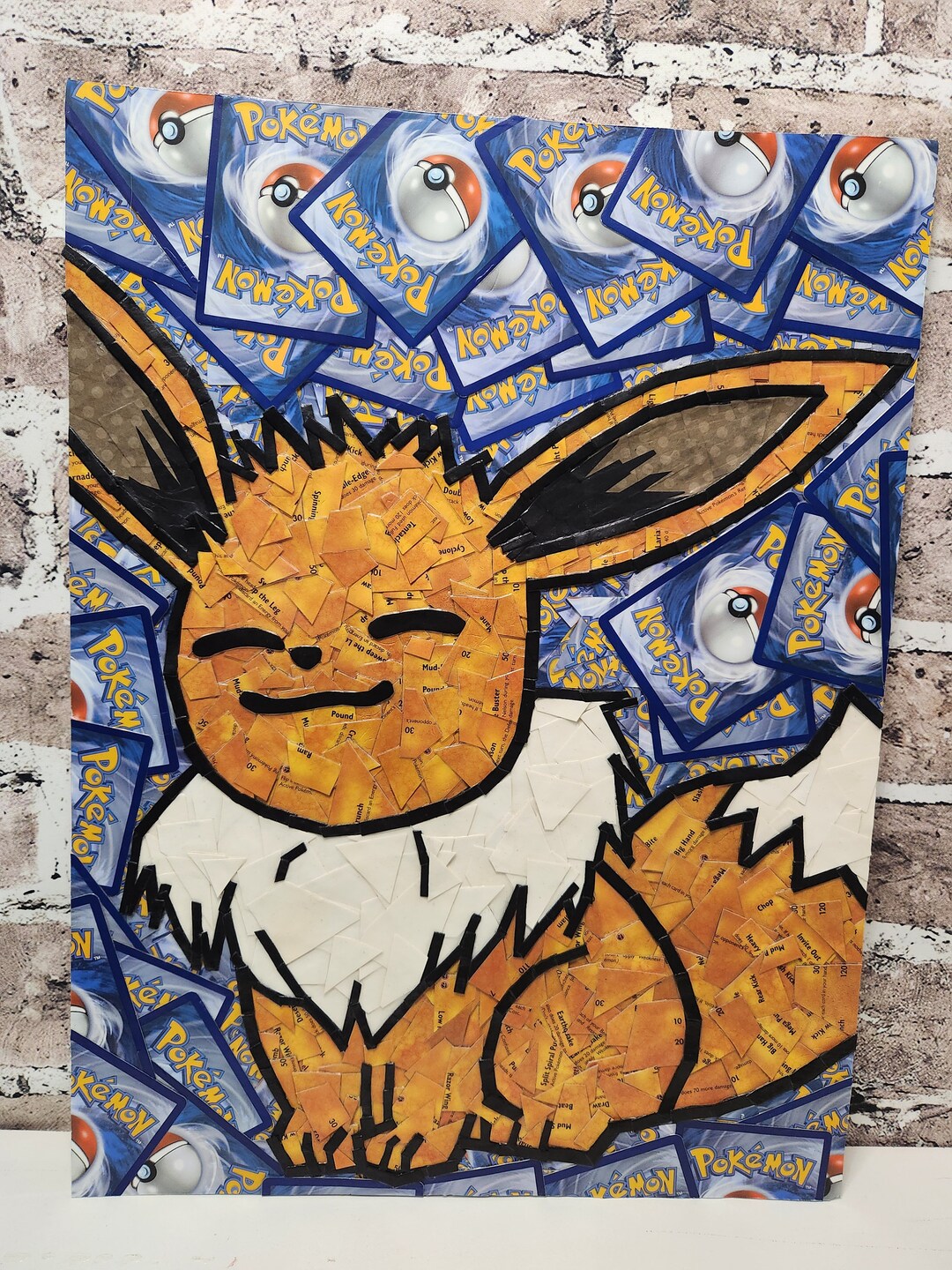 Eevee Pokemon Trading Card Collage Artwork 12x16 - Etsy