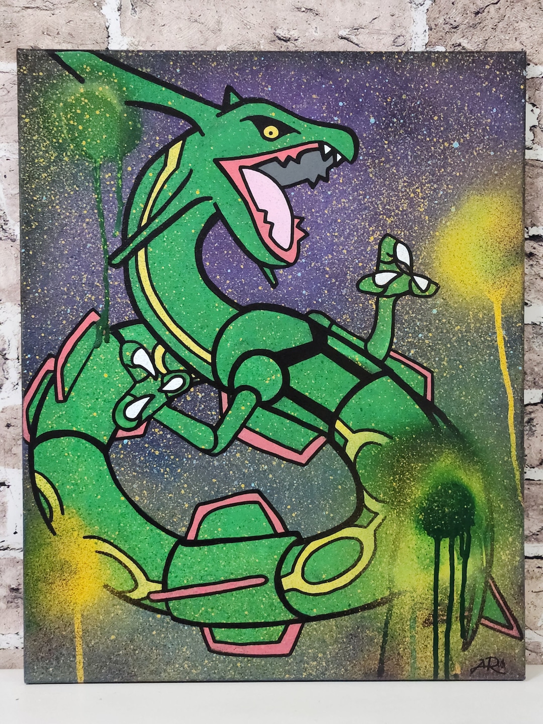 Rayquaza Graffiti Mixed Media Painting on Canvas 16x20 - Etsy