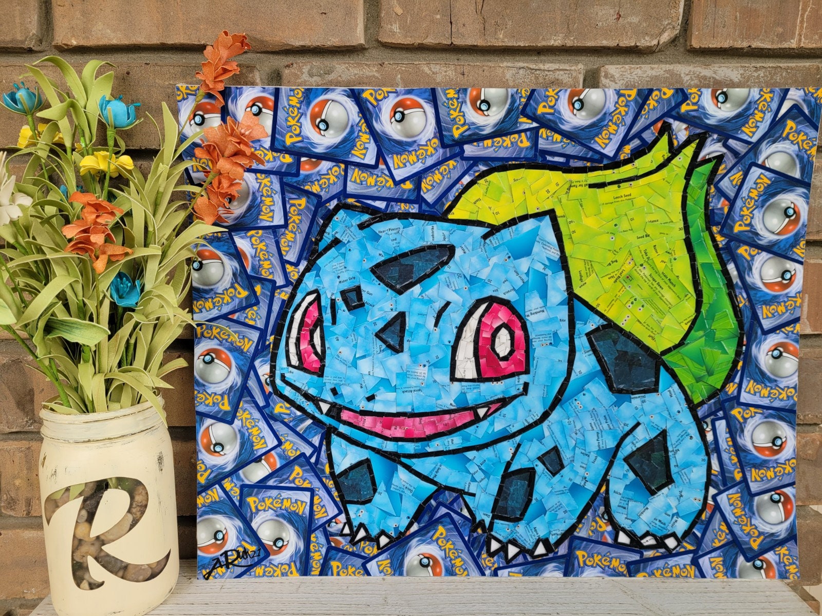 Mixed Media & Collage Art & Collectibles Paper 20x16 Bulbasaur Pokemon ...