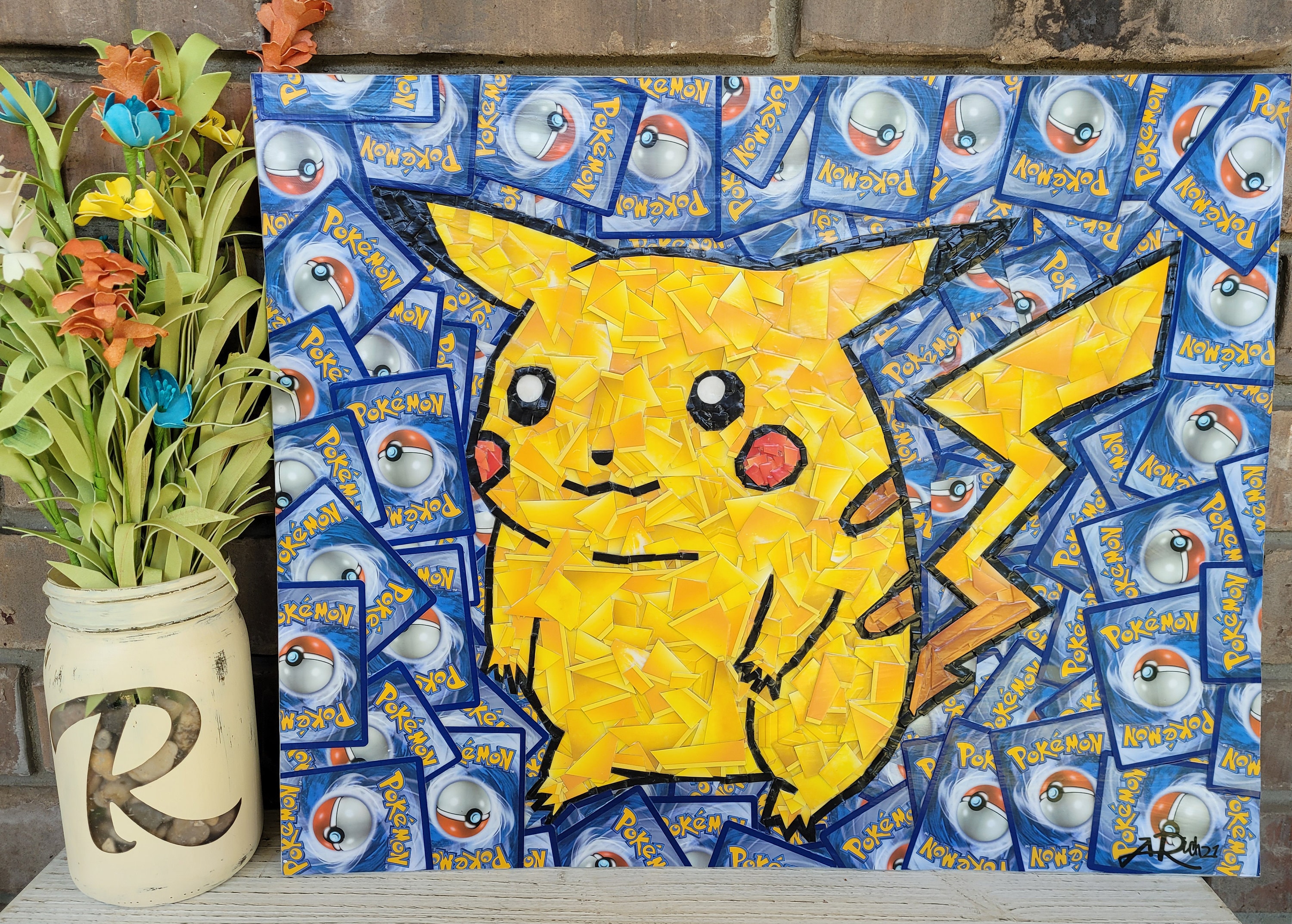 Mixed Media & Collage Art & Collectibles Paper 20x16 Bulbasaur Pokemon ...