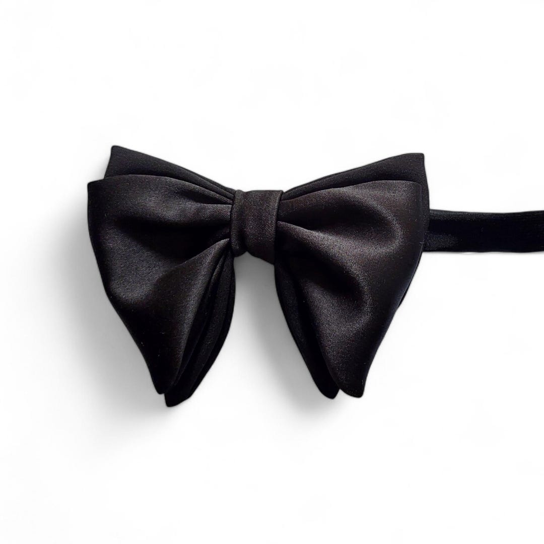 Large Oversized Black Bow Tie Handmade Rasmir Fabric, Perfect for ...