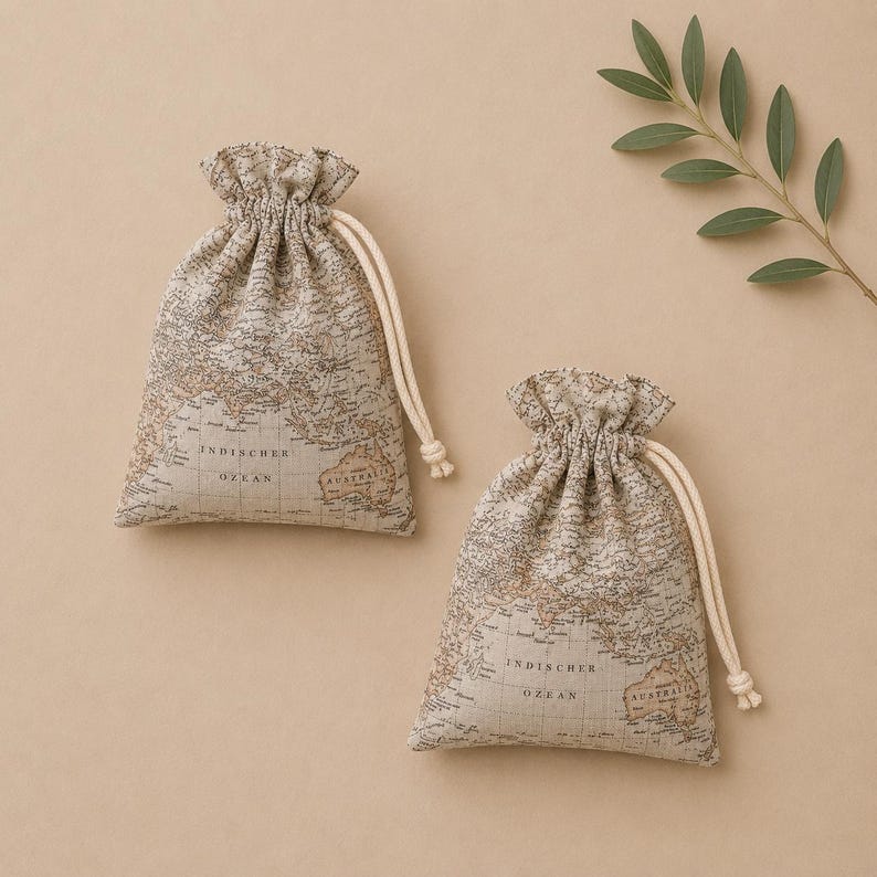 Vintage World Map Wedding Favor Bags - Etsy