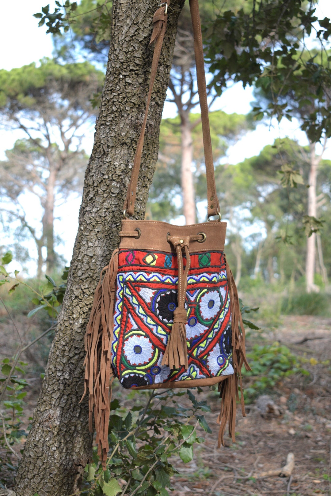 Iraya, Boho Bucket Bag With Fringes. Taupe Beige Suede Bag. - Etsy