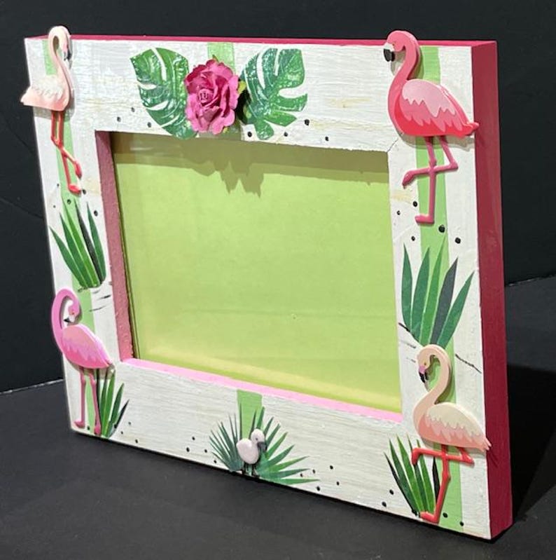 Hand Crafted Flamingo Picture Frame - Tropical and Fun Design - Etsy