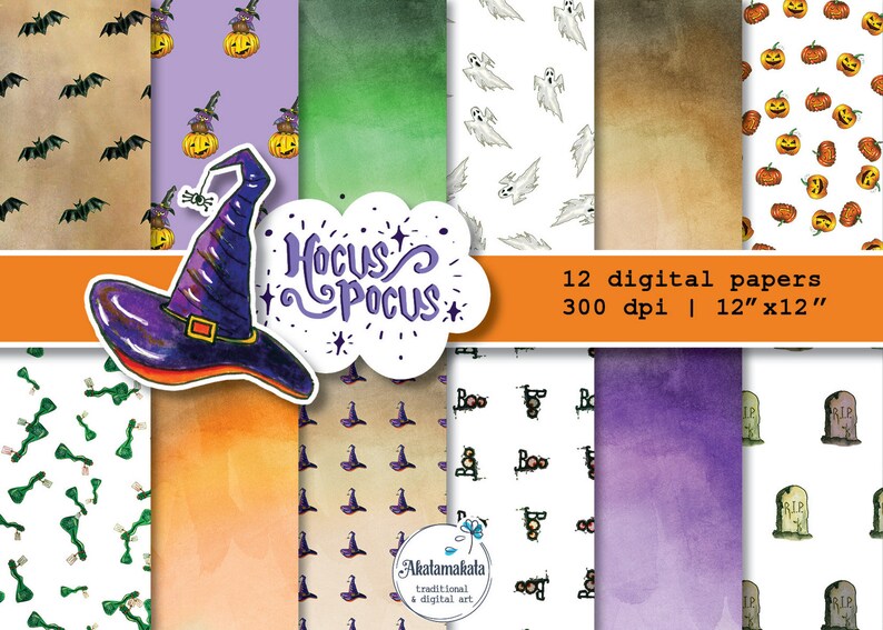Halloween Backgrounds Halloween Pattern Digital Paper Set | Etsy