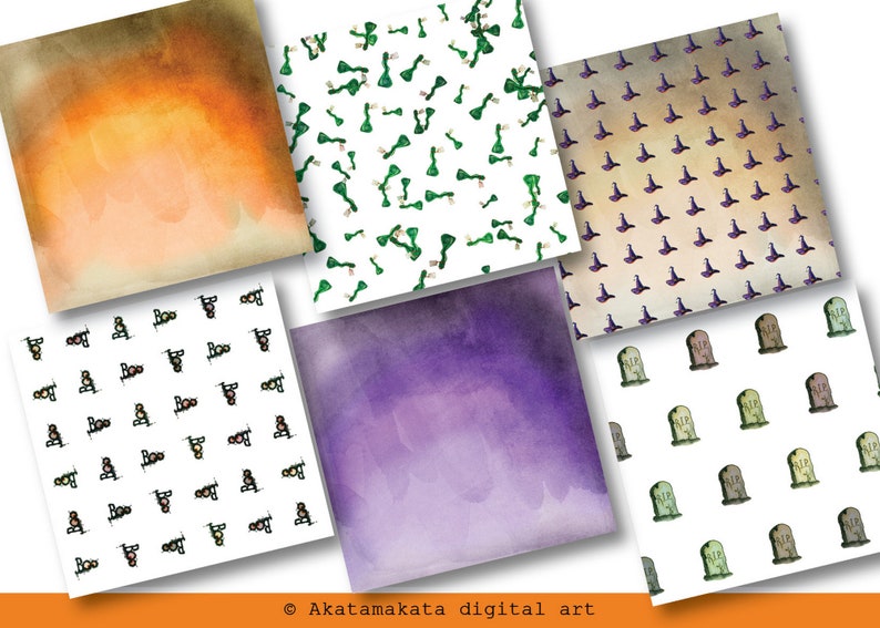 Halloween Backgrounds Halloween Pattern Digital Paper Set | Etsy
