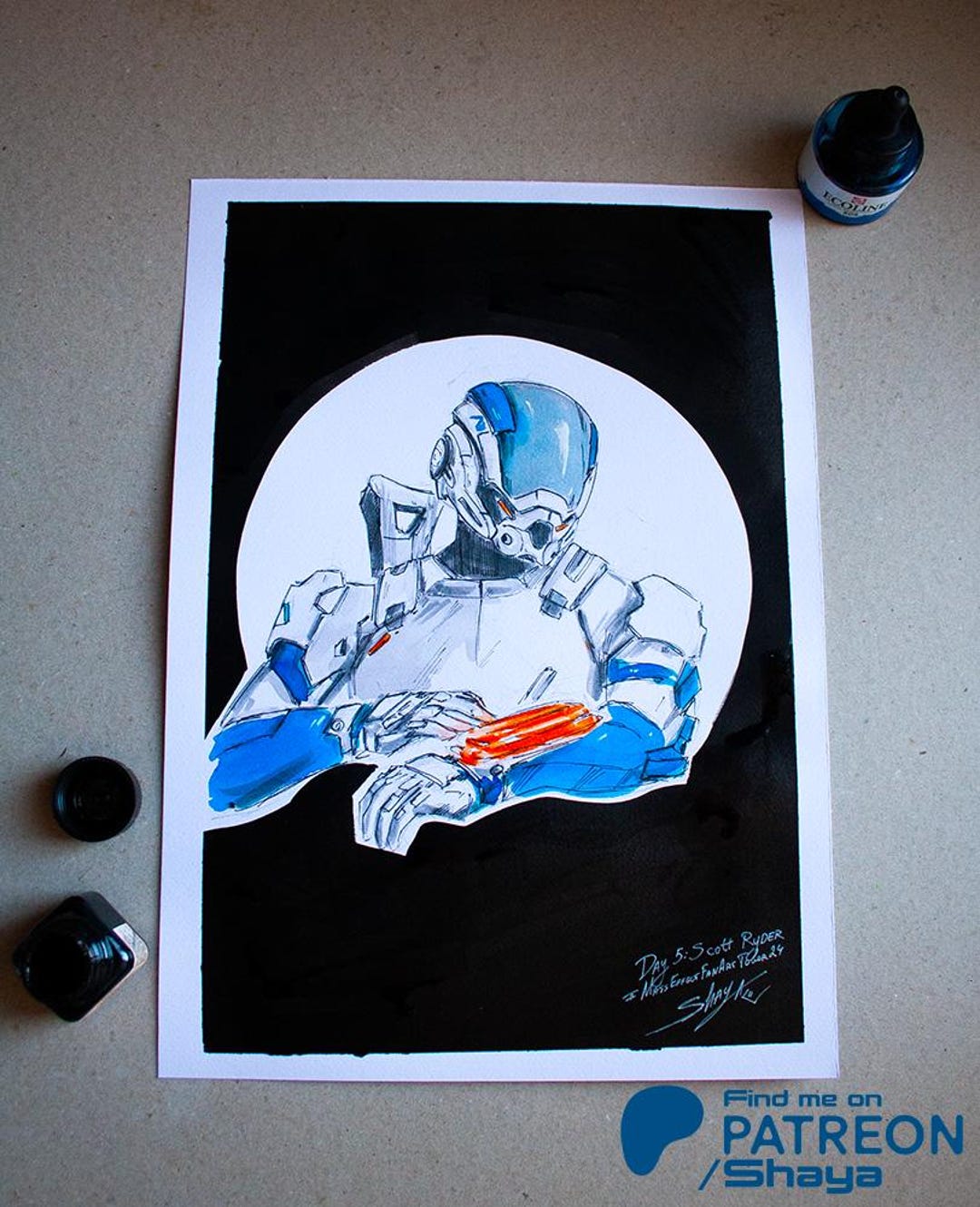 ORIGINAL: Mass Effectfanarttober2024 - DAY5 Scott Ryder - Etsy
