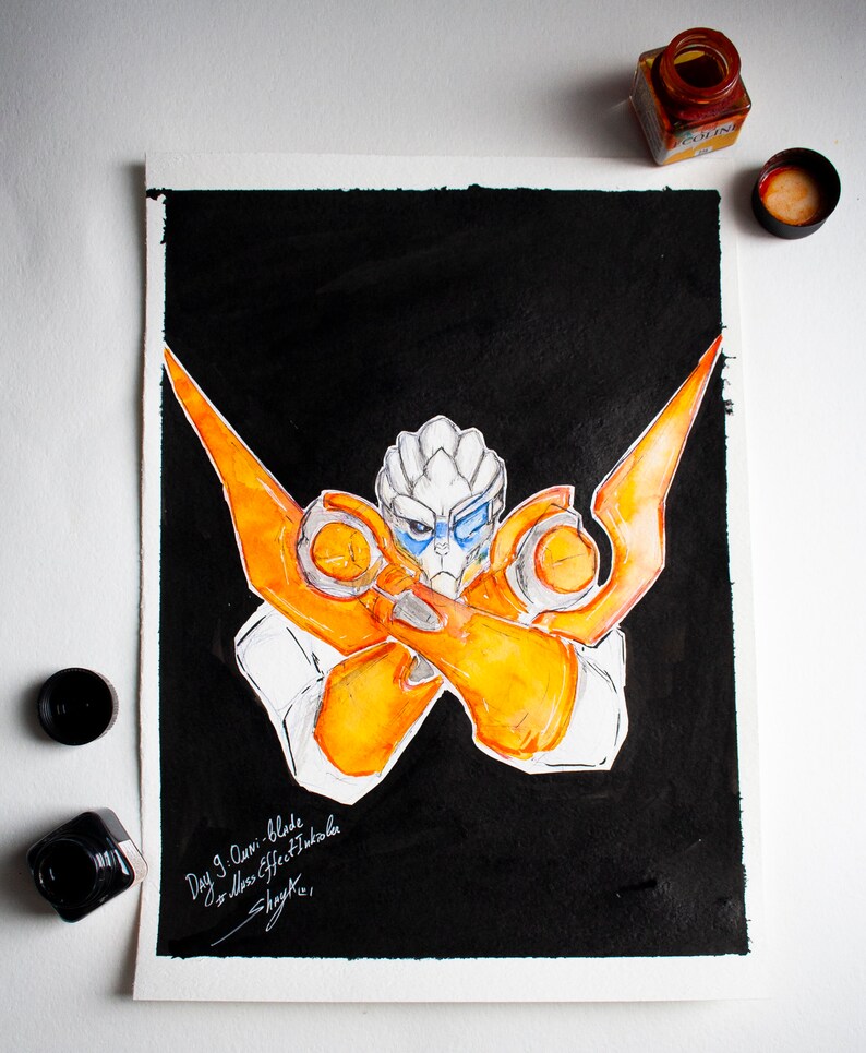 ORIGINAL Mass Effect Inktober Fan Art -drell / Thane/, Hanar , Rifle ...