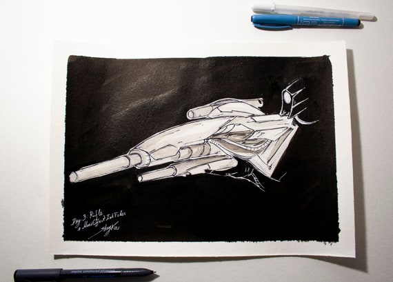 ORIGINAL Mass Effect Inktober Fan Art drell / Thane/ Hanar | Etsy