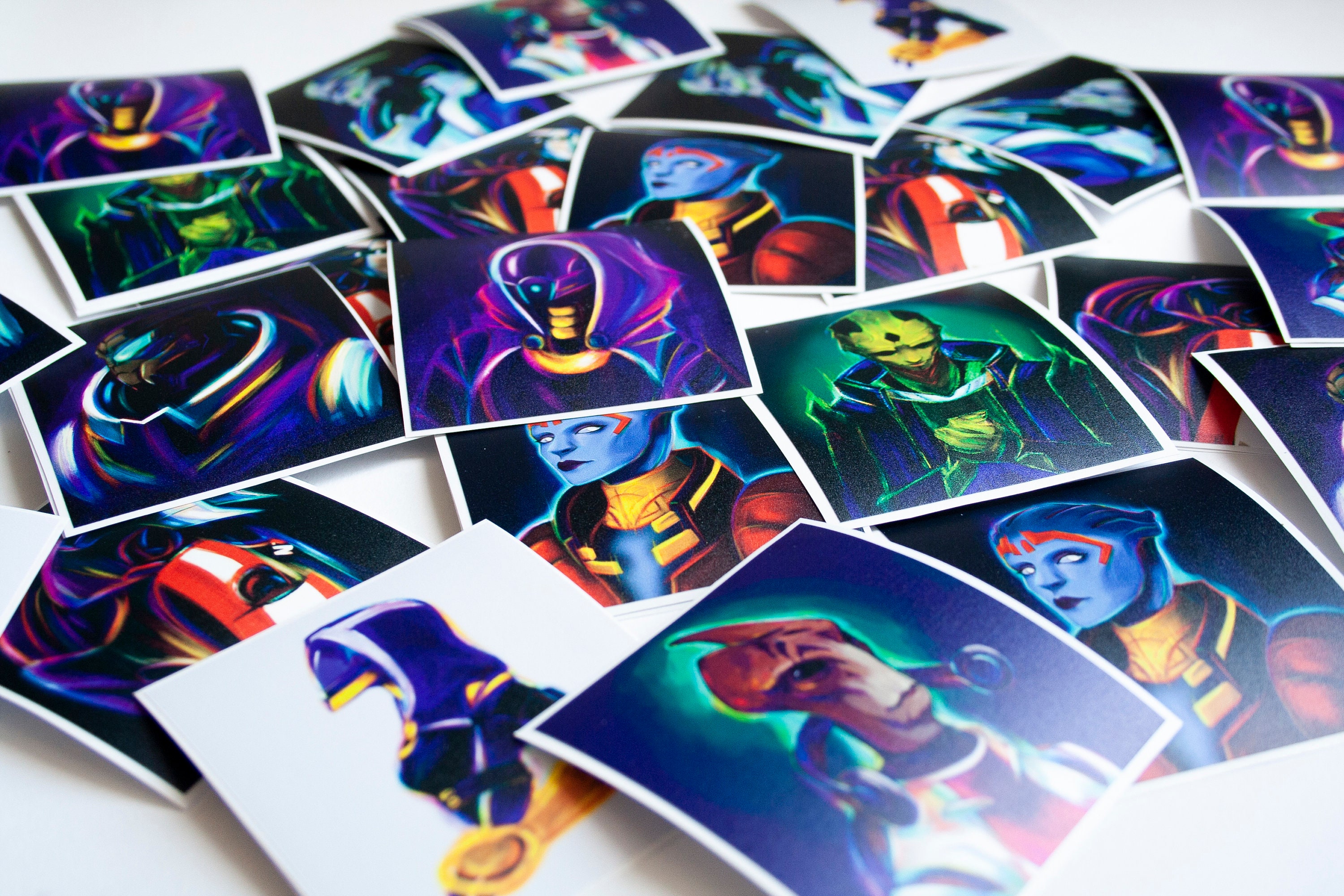 Mass Effect Neon Fan Art Sticker Set by 8 Tali Garrus | Etsy