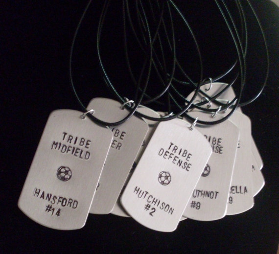 Personalized Hand Stamped Sports Team Dog Tag Necklace Coach | Etsy