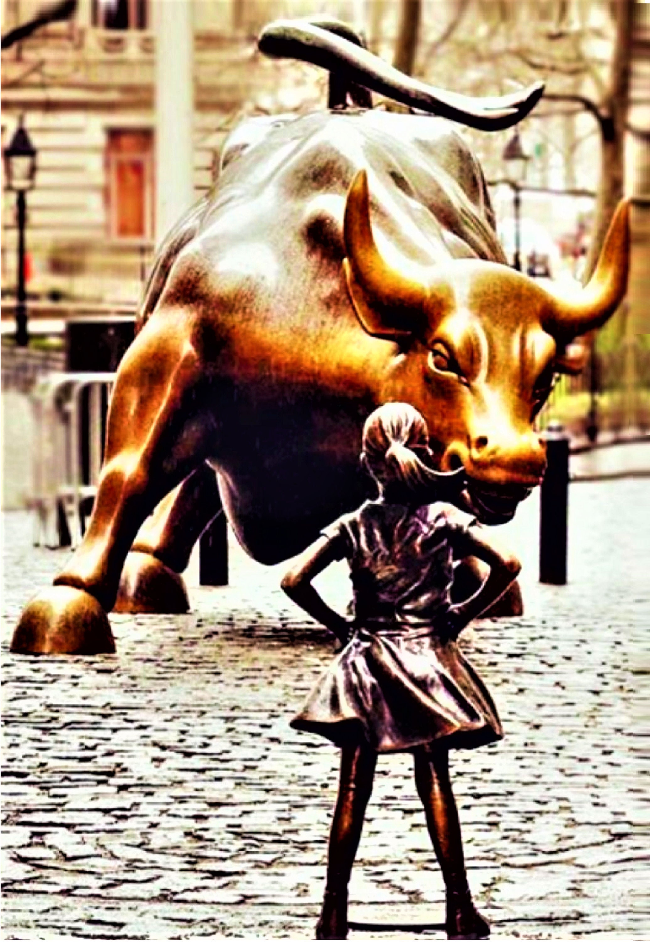 Fearless GIRL and Raging BULL Wall Street Poster | Etsy
