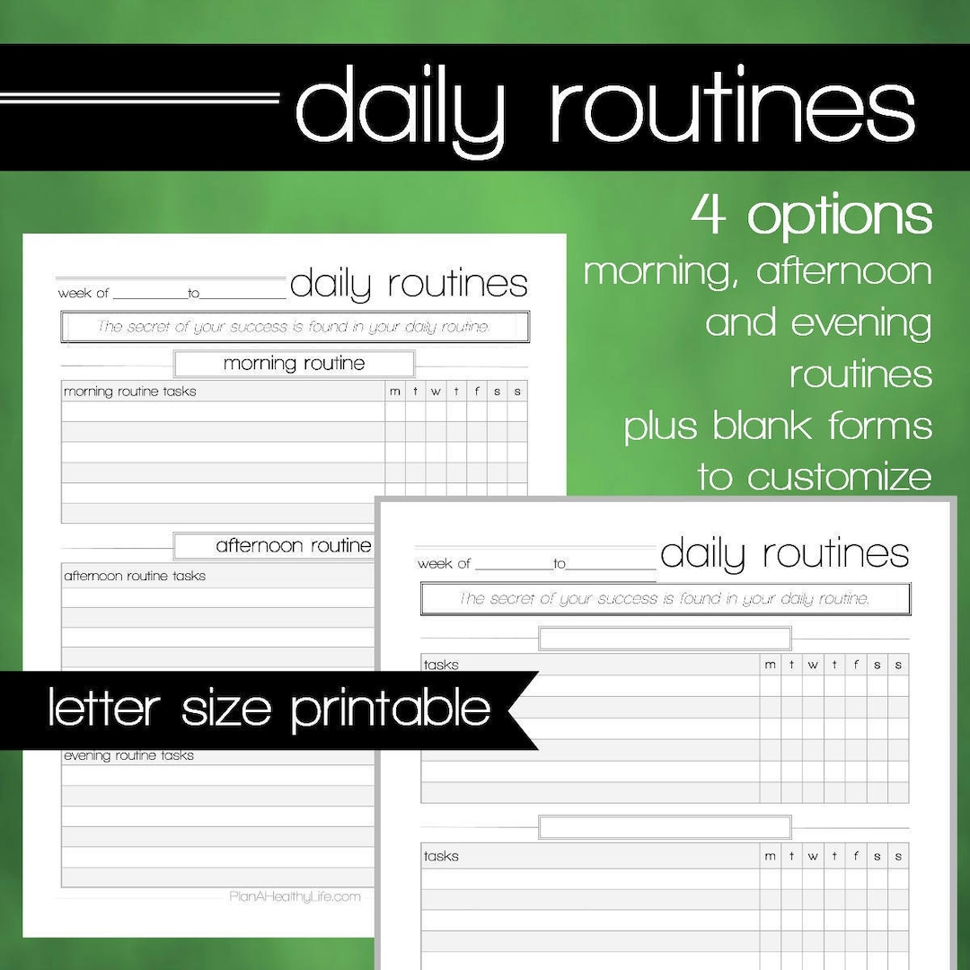 Daily Routines Planner Printables Morning Routine Evening Routine ...