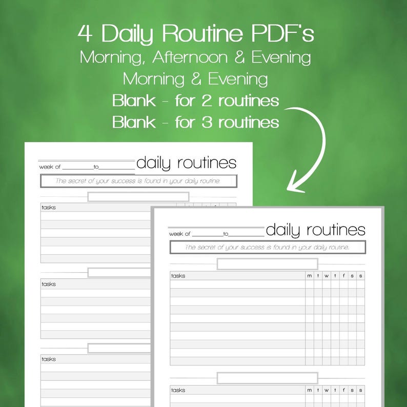 Daily Routines Planner Printables Morning Routine Evening | Etsy