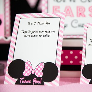 Pink Minnie Mouse Thank You Card Printable Minnie Thank You Card Minnie ...