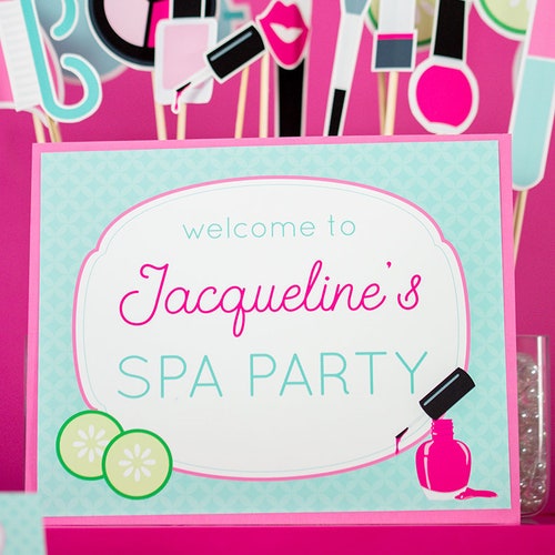 Spa Party Welcome Sign Instant Download Spa Welcome Sign - Etsy