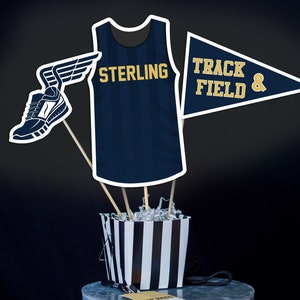 Track Banquet Centerpieces in Navy Gold Printable Track & Field ...