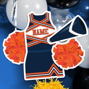 Cheerleading Centerpieces in Navy Orange Printable Cheer Centerpieces ...
