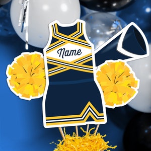 Cheerleading Centerpieces in Navy Yellow Printable Cheer Centerpieces ...