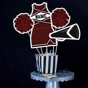 Cheerleading Centerpieces in Maroon - Printable Cheer Centerpieces ...