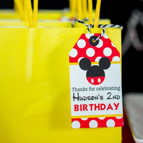 Mickey Mouse Favor Tags Printable Red Mickey Mouse Party - Etsy
