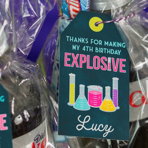Science Party Favor Tags in Pink Printable Scientist Party - Etsy