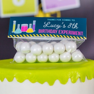 Science Party Favor Bag Topper in Pink STEM Party Goodie Bag Science ...