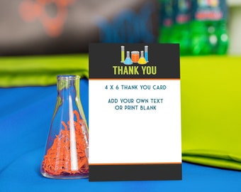 Science Party Printable Science Birthday Thank You Card | Etsy