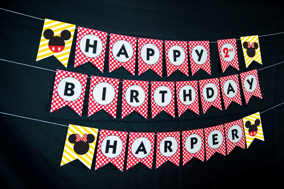 Minnie and Mickey Mouse Birthday Banner Instant Download Mickey Minnie ...