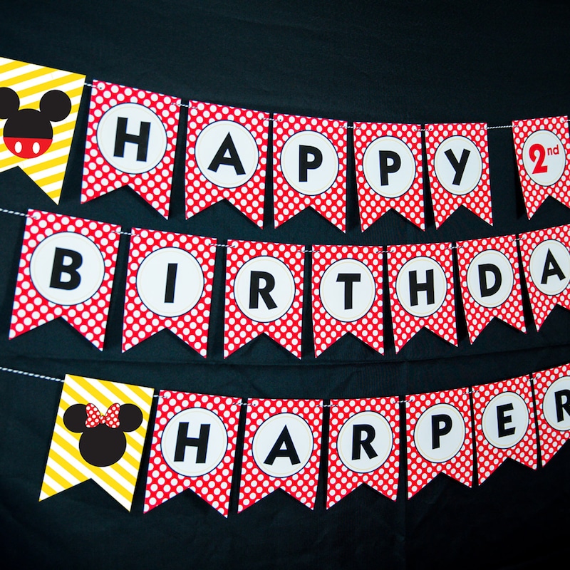 Mickey Mouse Birthday Banner - Etsy