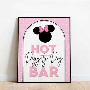 Editable Minnie Party Signs in Light Pink Modern Minnie Mouse Party ...