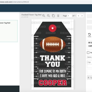 Football Favor Tags - Printable Football Party Favor Tags in Red ...