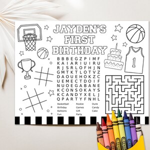 Basketball Party Coloring Page Basketball Placemat Basketball Activity ...