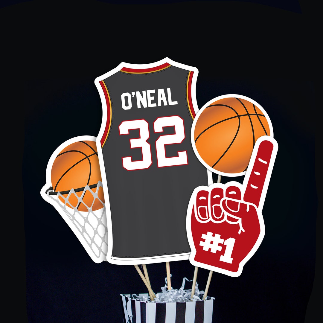 Basketball Centerpieces in Red Yellow Gray - Printable Basketball ...