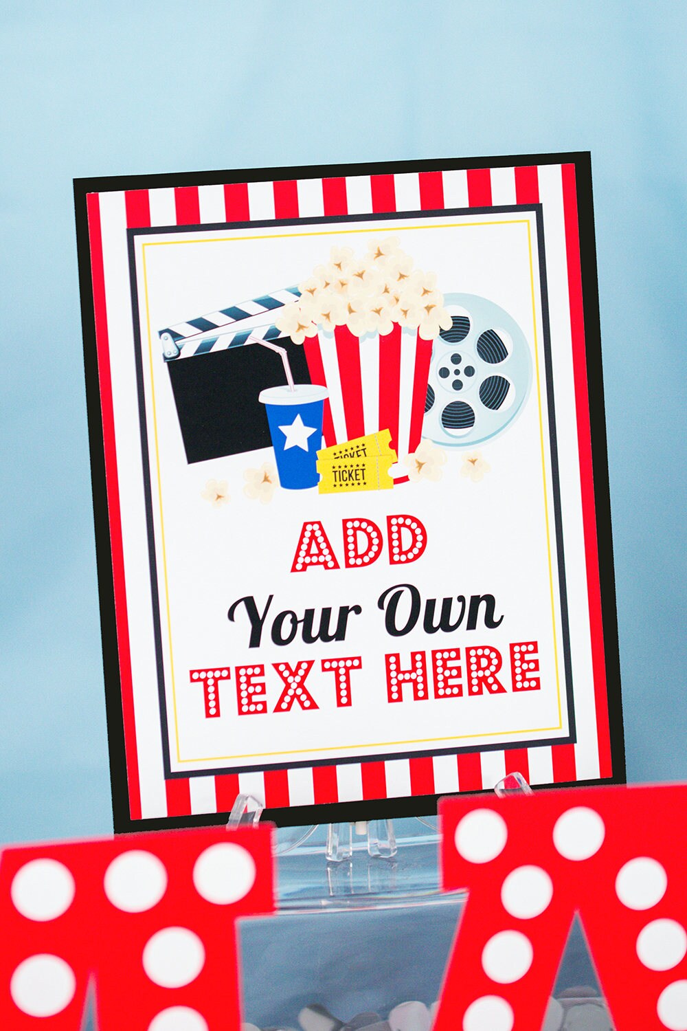 Movie Party Signs in Red Instant Download Red Movie Party - Etsy