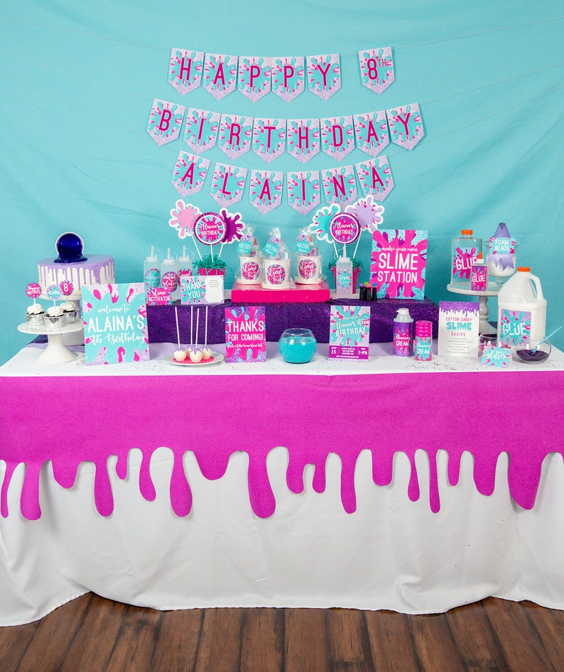 Slime Party Decorations Instant Download Slime Birthday - Etsy