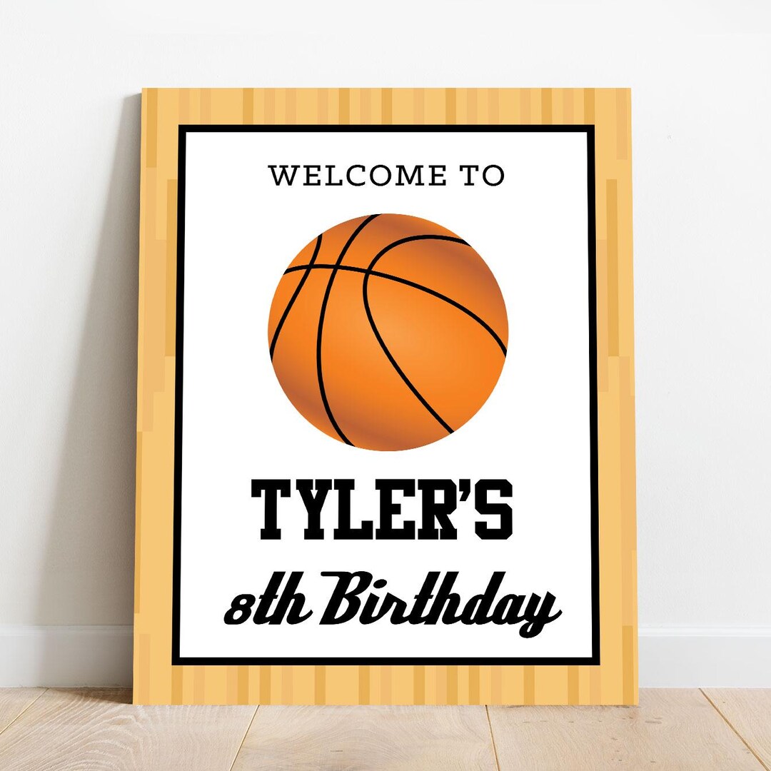 Basketball Party Welcome Sign, Printable Basketball Birthday Party Sign ...