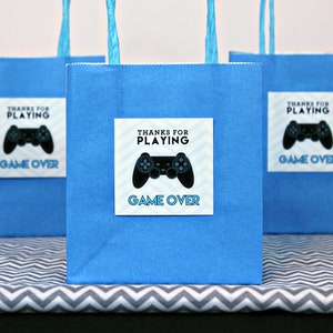 Game Over Thank You Tags in Blue - Printable Video Game Party Thank You ...