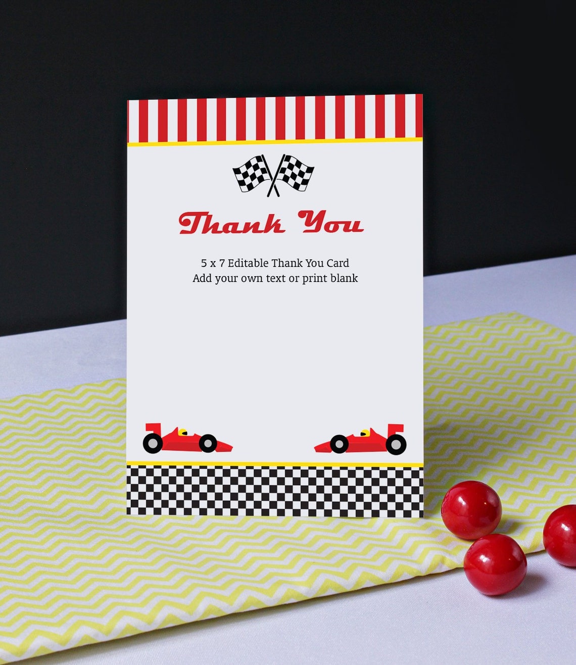 Race Car Party Thank You Card INSTANT DOWNLOAD Printable - Etsy