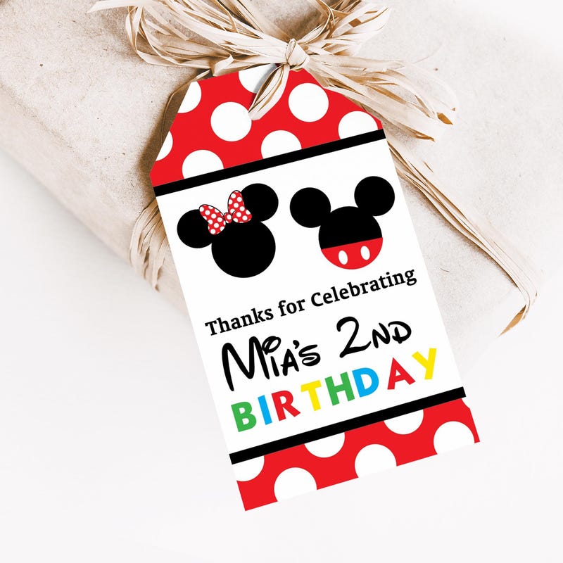 Mickey mouse tag printable - Etsy.de