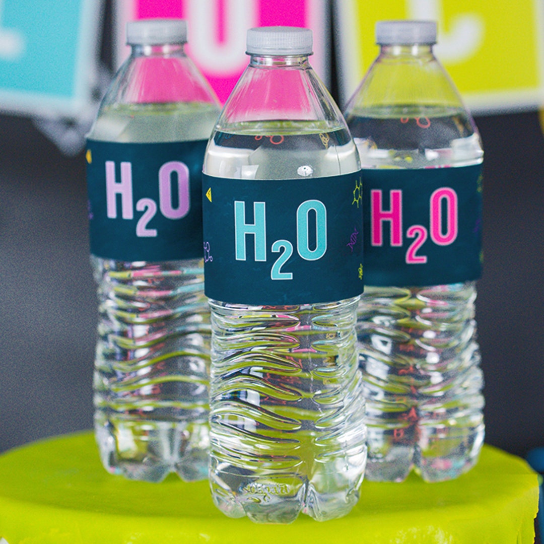 Science Party Drink Labels Science Party Water Label H2O Labels ...