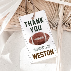 Football Thank You Tag Printable Football Party Favor Tags Instant ...