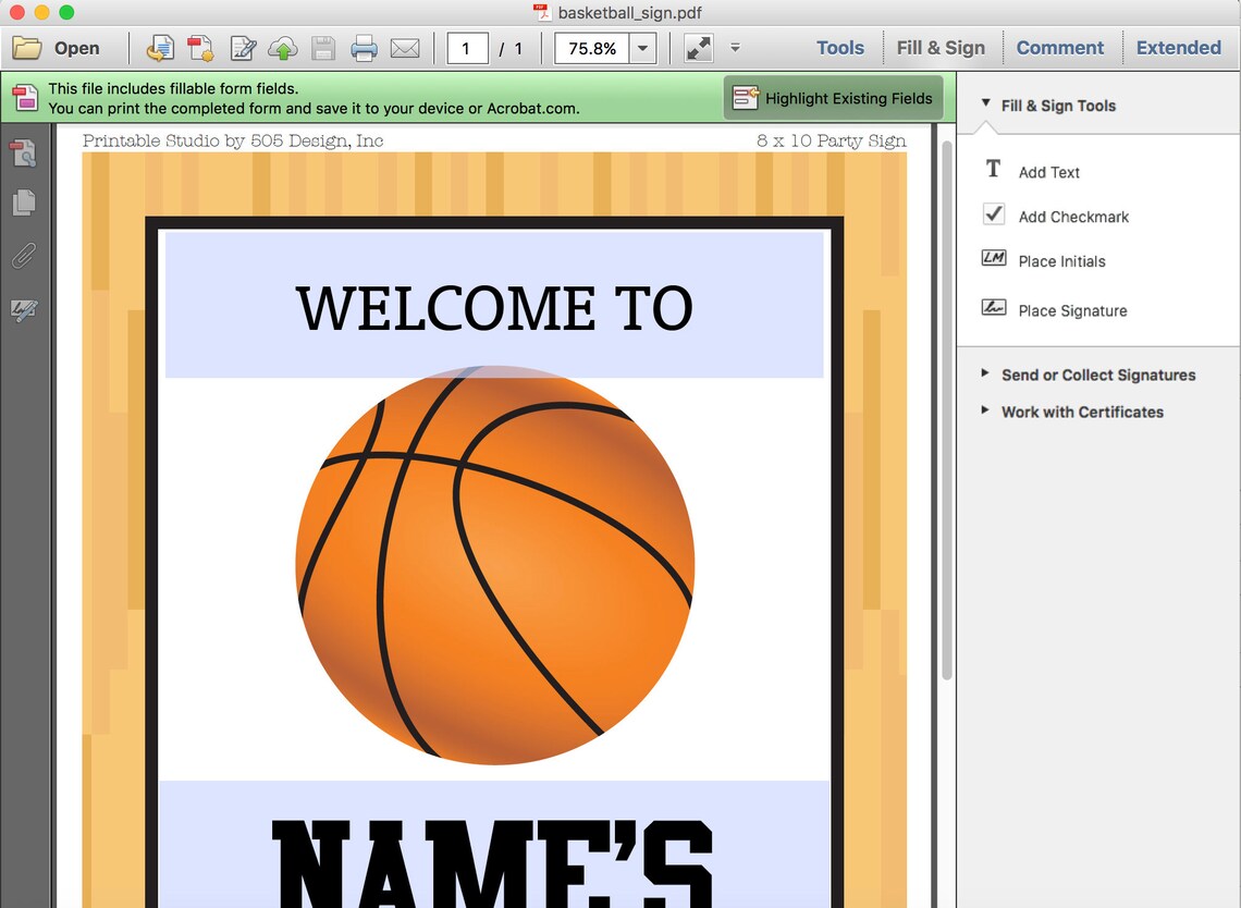 Basketball Party Welcome Sign Printable Basketball Party | Etsy