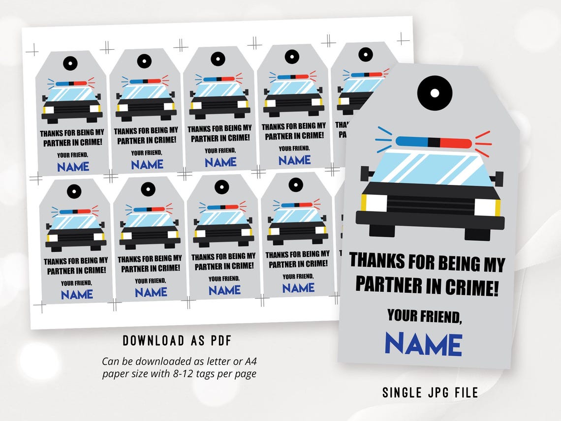 Policeman Favor Tags - Police Party Favor Tags - Cops Robbers Favor ...