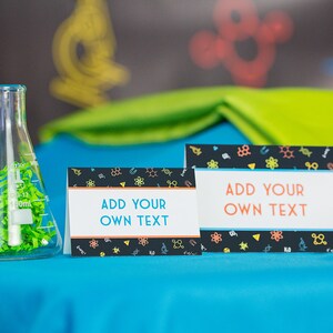 Science Party Food Labels in Blue Science Buffet Table Signs Science ...