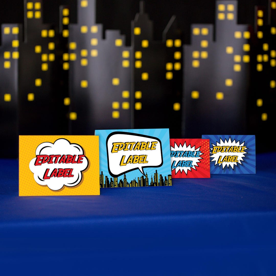 Superhero Party Food Labels Superhero Buffet Signs Instant Download ...