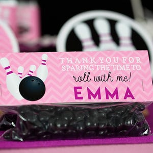 Pink Bowling Party Treat Bag Topper INSTANT DOWNLOAD - Pink Purple ...