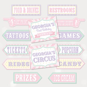 Pastel Carnival Directional Signs Carnival Birthday Signs Carnival ...