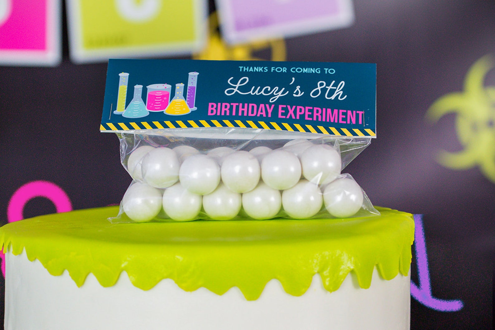 Science Party Favor Bag Topper in Pink STEM Party Goodie Bag | Etsy